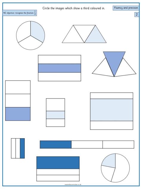 Recognise Find Name And Write Fractions 1 3 1 4 2 4 And 3 4 Of A Length Shape Set Of