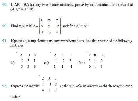 Class 12 Important Questions For Maths Matrices Ncert Exemplar