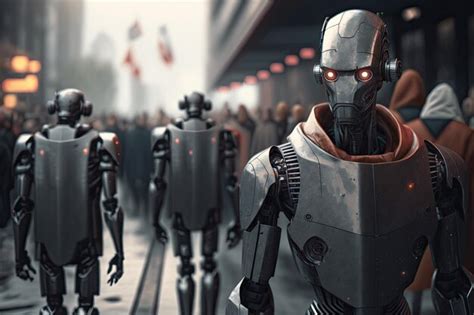 Premium Ai Image Robots Replace Humans Robot Walking In City Portrait With Androids Future Of