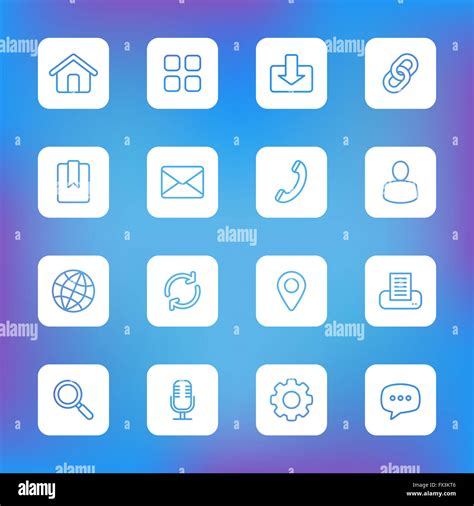 JPEG Line Web Icon Set On White Rounded Rectangle For Web UI Infographic And Mobile Apps