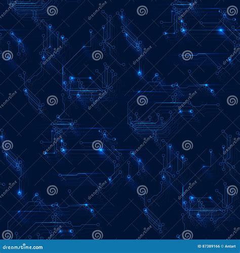 Seamless Pattern Of Abstract Vector Background With High Tech Circuit