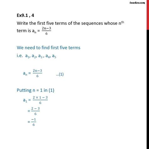 Ex 8 1 4 Write First Five Terms An 2n 3 6 Chapter 9