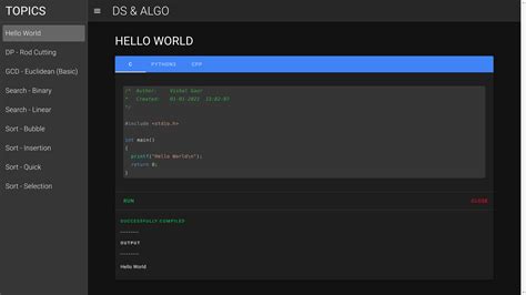 Github I Vishids Algo Web A Web Application Containing Programs For