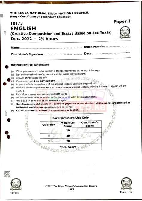 2022 Kcse Knec Past Papers Ke