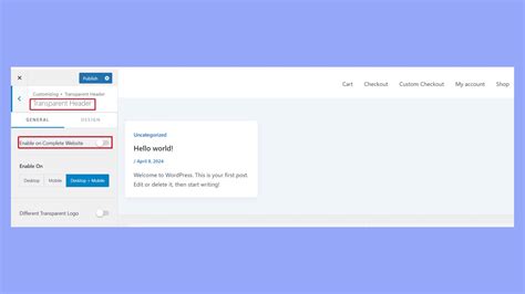 What Is Transparent Header In WordPress
