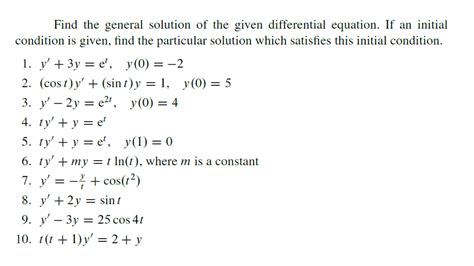 Solved Find The General Solution Of The Given Differential
