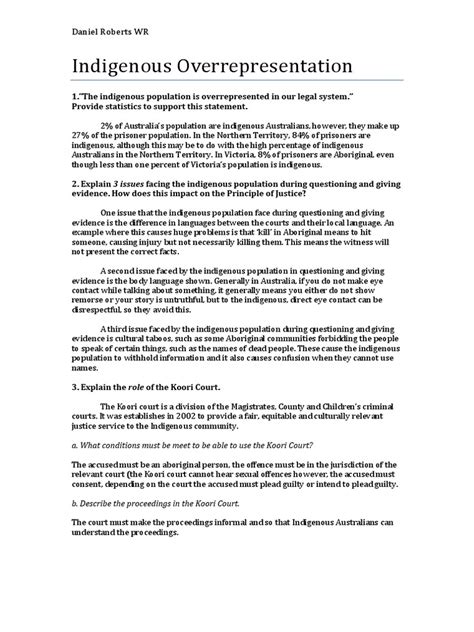 Addressing Indigenous Overrepresentation In The Australian Legal System Pdf Indigenous