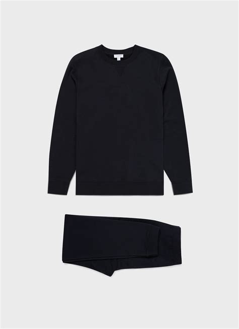 Mens Loopback Tracksuit In Black Sunspel