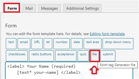 Adding File Upload Tag Wp Contact Form 7 Mbrsolution