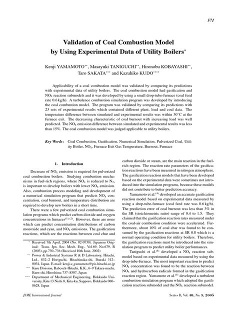 Validation Of Coal Combustion Model By Using Experimental Data Of Utility Boilers Pdf N Ox