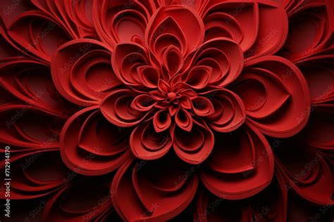 Red Color Floral Pattern And 3d Texture For Wallpaper Or Background