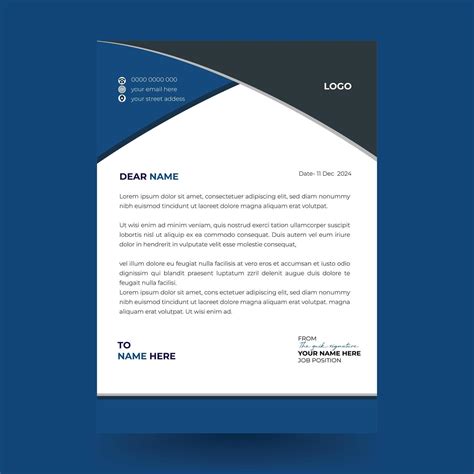 Clean Corporate Letterhead Template Design With Black Color Modern