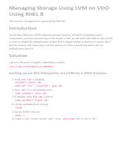 Managing Storage Using LVM On VDO Pdf Managing Storage Using LVM On VDO Using RHEL This