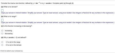 Solved Consider The Inverse Sine Function Defined By Y