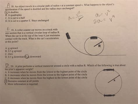 solved 18 an object travels in a circular path of radius r