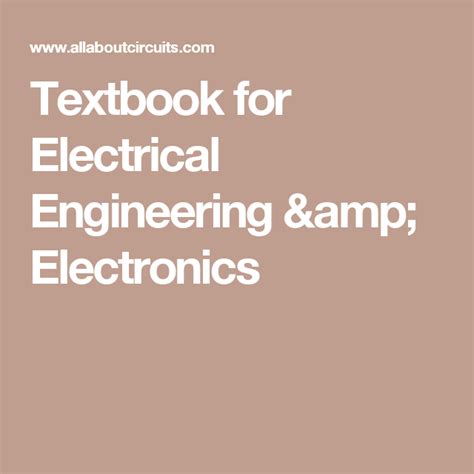 textbook for electrical engineering and electronics
