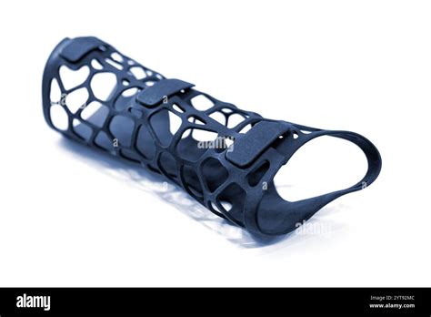 Hand Splint Corset Prosthesis Printed On 3d Printer From Molten Black Plastic Powder Isolated On