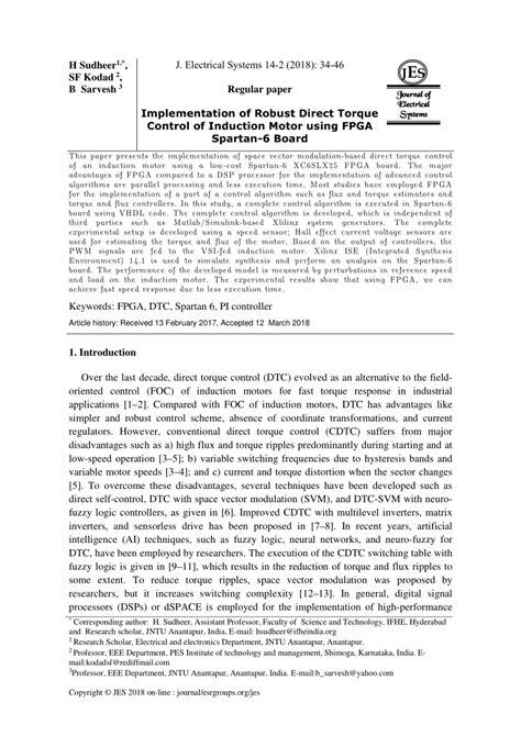 Pdf Implementation Of Robust Direct Torque Control Of Induction Motor