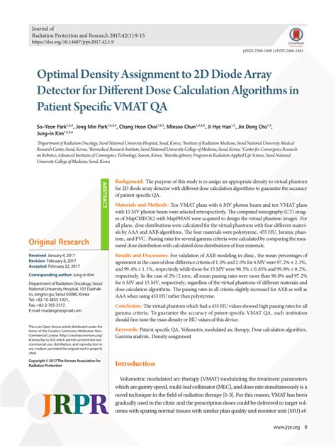 Pdf Optimal Density Assignment To 2d Diode Array Detector For