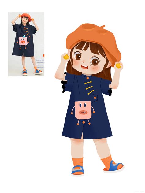 Q版人物照片转插画风格插画设计作品 设计人才灵活用工 设计dna