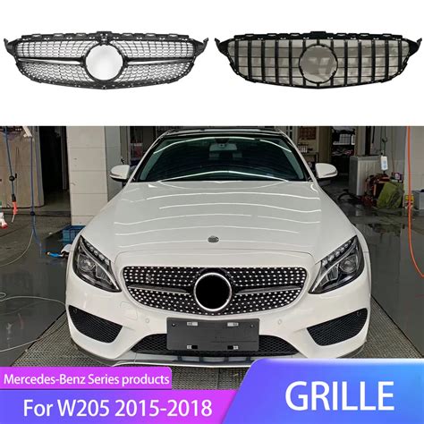 다이아몬드 Gt 그릴 벤츠 C 클래스 W205 Gt 다이아몬드 프론트 그릴 C205 C180 C200 C250 C300 C43 2015 프론트 레이싱 그릴에 적합