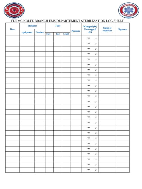 Sterilization Log Sheet Pdf