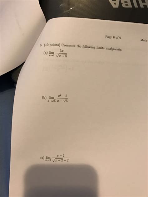 Solved Compute The Following Limits Analytically Lim X