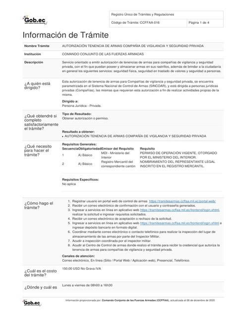 Autorización Tenencia De Armas Privadas Pdf