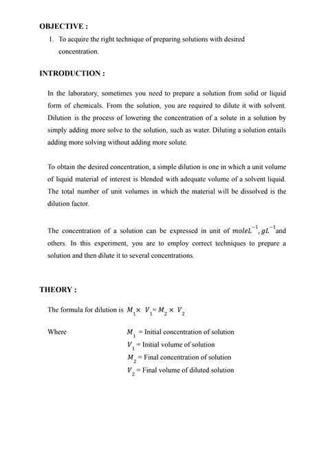Solution Standard And Dilution Of Solution Studypool