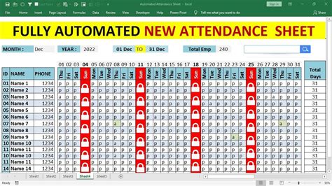 🔥🔥 fully automated attendance sheet in excel attendance sheet