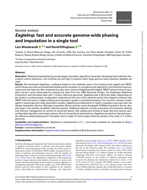 Pdf Eagleimp Fast And Accurate Genome Wide Phasing And Imputation In A Single Tool