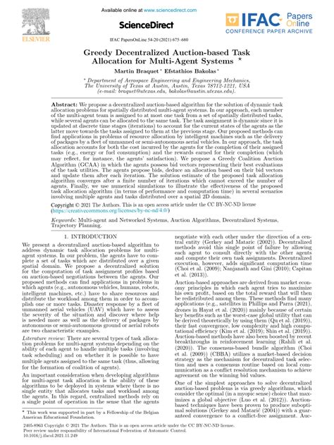 pdf greedy decentralized auction based task allocation for multi