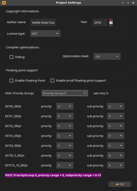 NVIC Priority VPC Visual Pin Configurator