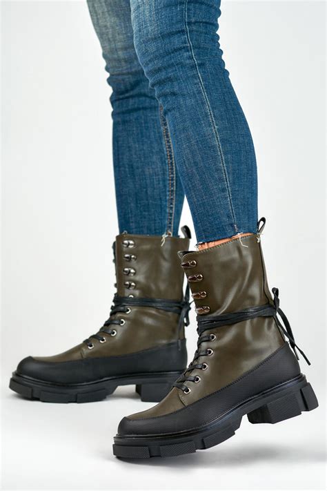 Bocanci Dama Cu Sireturi Verde Marimea 38 Eu Emag Ro