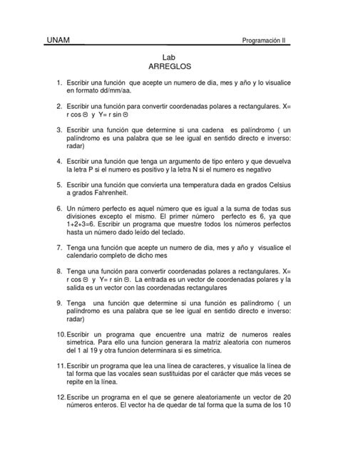Ejercicios Con Arrays Pdf Matriz Matemáticas Enseñanza De Matemática