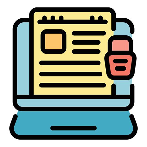 Monitor Password Icon Color Outline Vector 15204612 Vector Art At Vecteezy