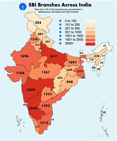Distribution Of SBI S Branches Across India OC R MapPorn