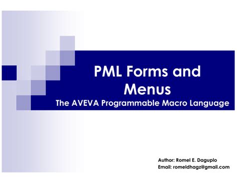 pml forms and menus aveva macro language guide