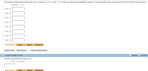 solved find all points of intersection of the given curves