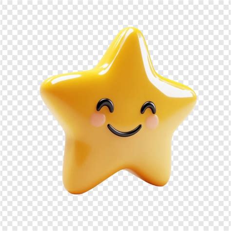 Cute étoile Jaune Souriante 3d Rendre Heureux Emoji Dessin Animé Personnage Dillustration Isolé