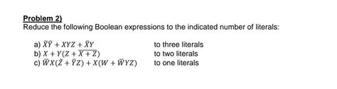 solved problem 2 reduce the following boolean expressions