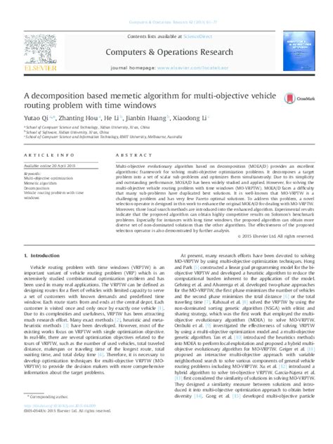 Pdf A Decomposition Based Memetic Algorithm For Multi Objective
