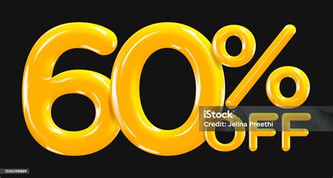 60 할인 황금 풍선 또는 노란색 풍선의 창조적 인 구성 3d 메가 판매 또는 검은 배경에 60 보너스 기호 판매 배너 및 포스터 벡터 그림입니다 3차원 형태에 대한 스톡