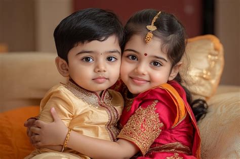 Brother And Sister Smiling During Bhai Dooj Festivities Premium Ai Generated Image