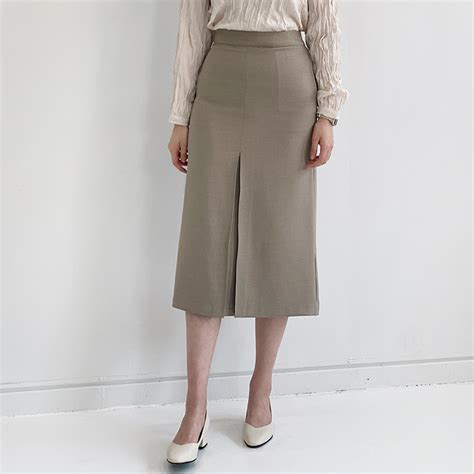 Sm 키큰여자 오피스룩 롱치마 하객룩 클래식 밴딩 포켓 롱 스커트