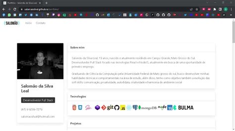 Salomão Da Silva Leal En Linkedin Dev Html Css Frontend Tech Github