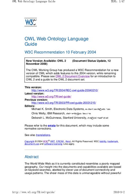 Pdf Owl Web Ontology Language Guide