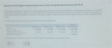 solved exercise 14 32 algo comparing business units using