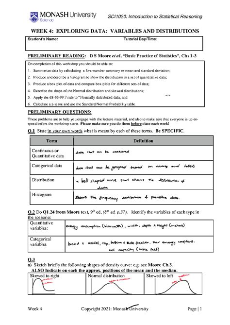 week 04 weekly tutorial answers sci1020 introduction to statistical reasoning week 4