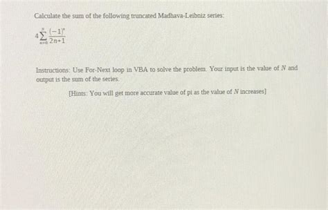 solved calculate the sum of the following truncated